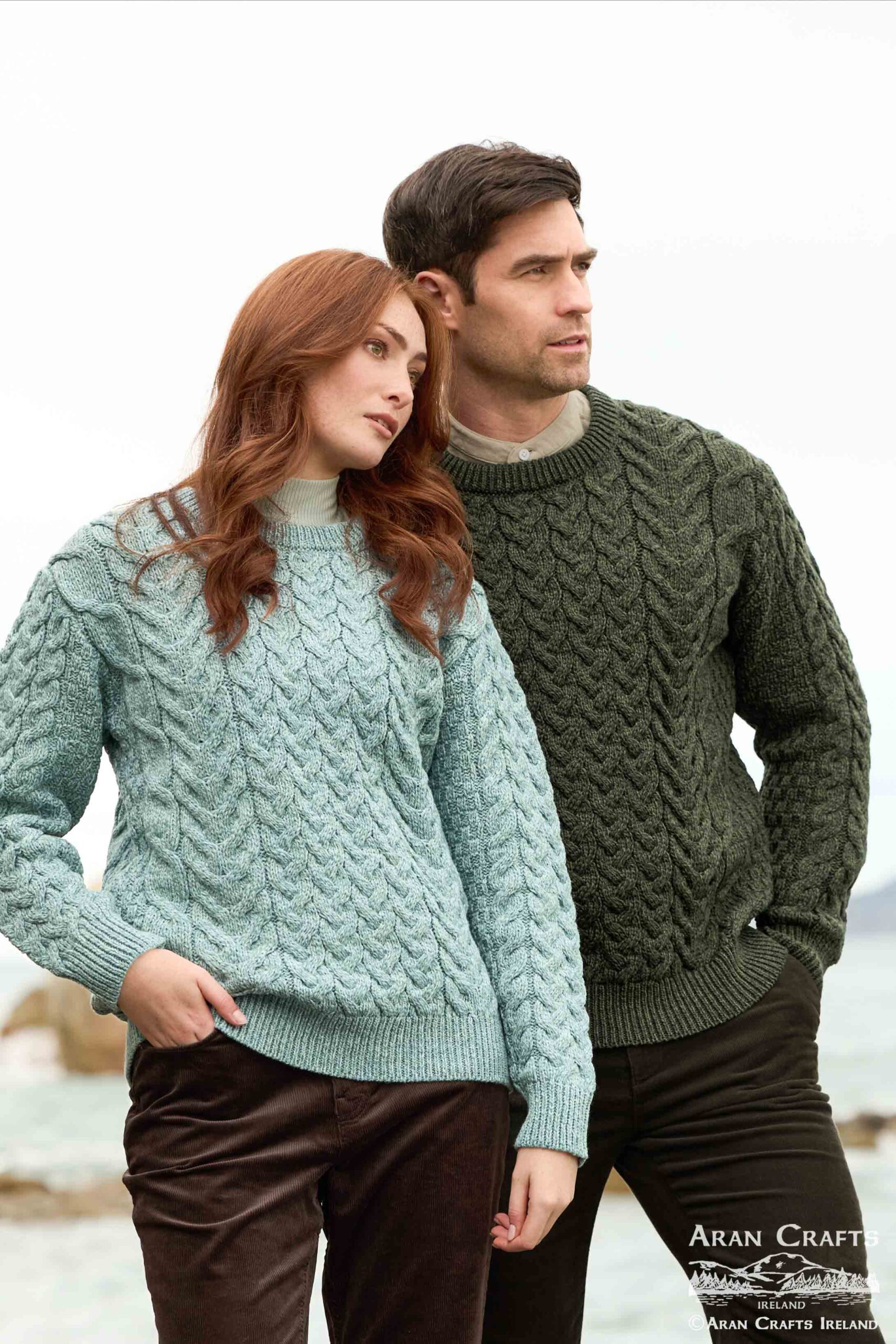 CHUNKY CABLE CREW NECK SWEATER C5656 - Aran Crafts